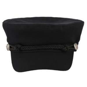 Brcus Women Yacht Captain Sailor Hat Newsboy Cabbie Baker Boy Peaked Beret Cap Black