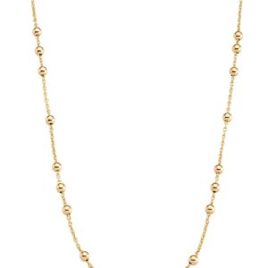 Miabella Italian 18K Yellow or Rose Gold Plated Beaded Ball Rosary Long Wrap Layering Station Chain Necklace for Women, 60" (Yellow-Gold-Plated-Bronze)