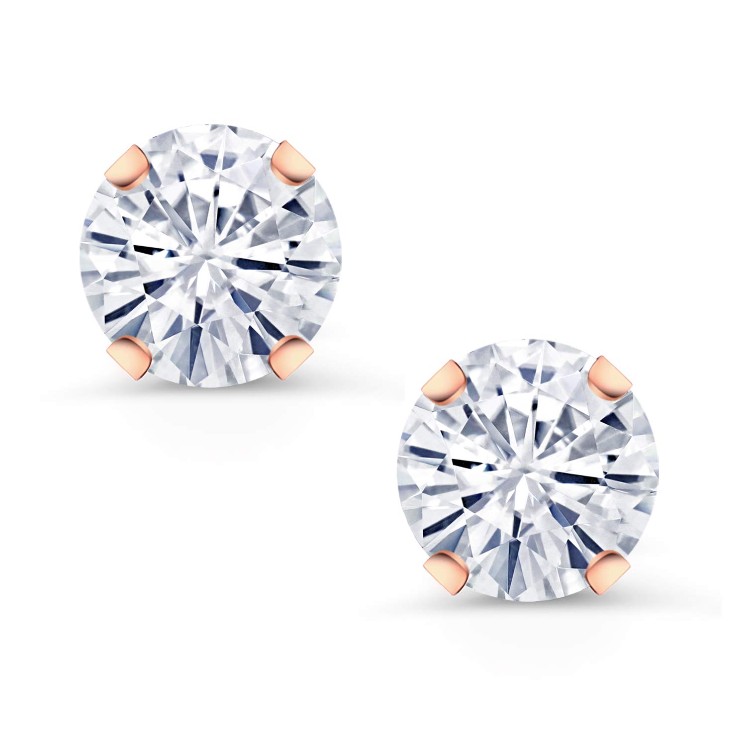 10K Rose Gold Forever Classic Moissanite from Charles & Colvard Women Stud Earrings (1.00 Cttw, Round 5MM)