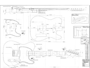 telecaster electric guitar plans - actual size full scale