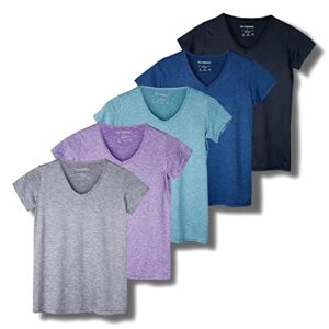 real essentials women's v-neck activewear t-shirt, quick dry, 5-pack xl