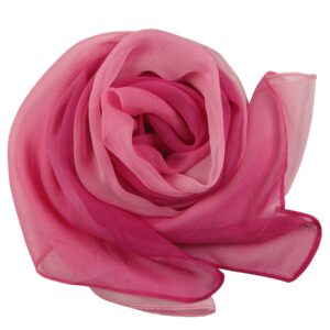 PANTONIGHT Oblong Pink Ombre Chiffon Scarf Pink Gradient Lightweight Scarf for Women 701