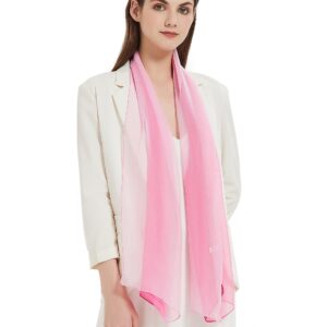 PANTONIGHT Oblong Pink Ombre Chiffon Scarf Pink Gradient Lightweight Scarf for Women 701