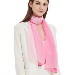 PANTONIGHT Oblong Pink Ombre Chiffon Scarf Pink Gradient Lightweight Scarf for Women 701