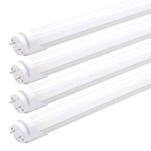 kalina 2ft led tube lights, 8w (25w fluorescent bulb replacement), 6000k cool white, ballast bypass, frosted cover, pack of 4