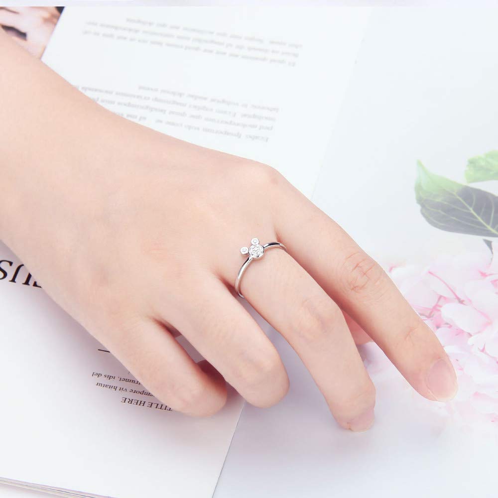 LGSY CZ Mini Mouse Rings for Women Sterling Silver