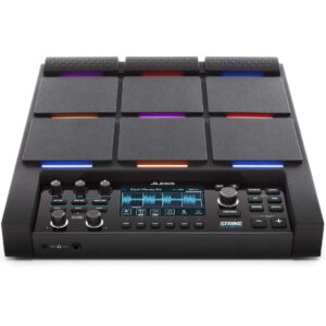 alesis strike multipad - 9-pad percussion instrument with sampler, looper, 2 ins and outs, soundcard, sample loading via usb thumb drives and 4.3-inch display,black