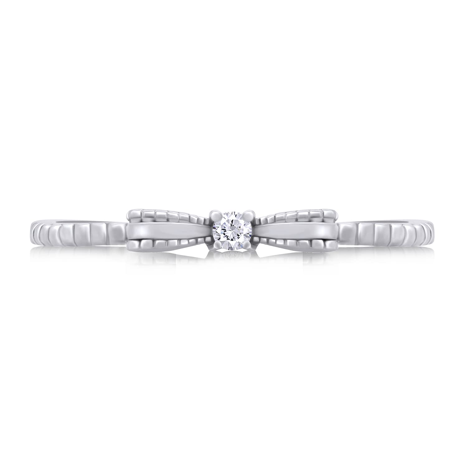 AFFY 14k White Gold Over Sterling Silver Round Shape White Cubic Zirconia Bow Ring Size 12.5