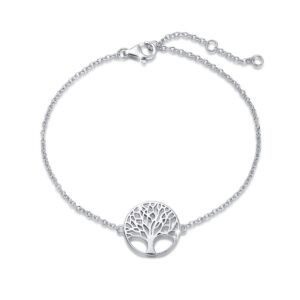 agvana sterling silver tree of life bracelet for women delicate jewelry family tree bracelet for her anniversary birthday gifts for women mom wife lover daughter her yourself, length 7”