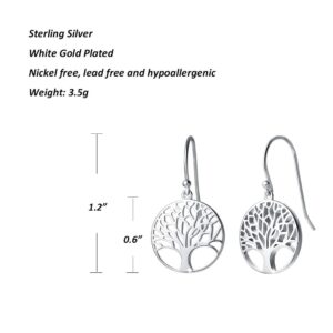 Agvana Sterling Silver Tree of Life Earrings for Women Family Tree Dangle Drop Earrings Anniversary Jewelry Birthday Gifts for Women Mom Lady Wife Lover Grandma Her, Diameter 0.6”