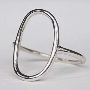 SOVATS Long Open Circle Ring for Women 925 Sterling Silver Rhodium Plated - Simple, Stylish &Trendy Nickel Free Ring, Size 7