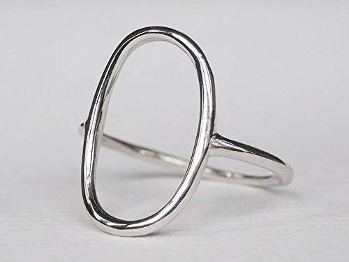 SOVATS Long Open Circle Ring for Women 925 Sterling Silver Rhodium Plated - Simple, Stylish &Trendy Nickel Free Ring, Size 7