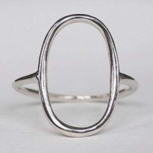 SOVATS Long Open Circle Ring for Women 925 Sterling Silver Rhodium Plated - Simple, Stylish &Trendy Nickel Free Ring, Size 7