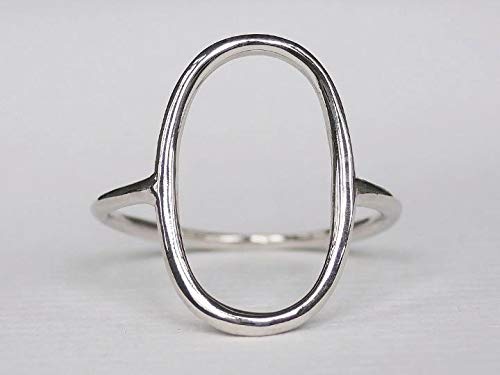 SOVATS Long Open Circle Ring for Women 925 Sterling Silver Rhodium Plated - Simple, Stylish &Trendy Nickel Free Ring, Size 7