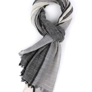 GERINLY Color Block Summer Scarf for Men Long Neck Wraps Shawl Urbanstyle Scarf Gift for Men (Black Gray Beige)