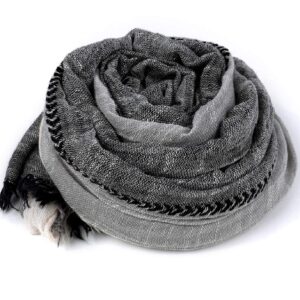 GERINLY Color Block Summer Scarf for Men Long Neck Wraps Shawl Urbanstyle Scarf Gift for Men (Black Gray Beige)