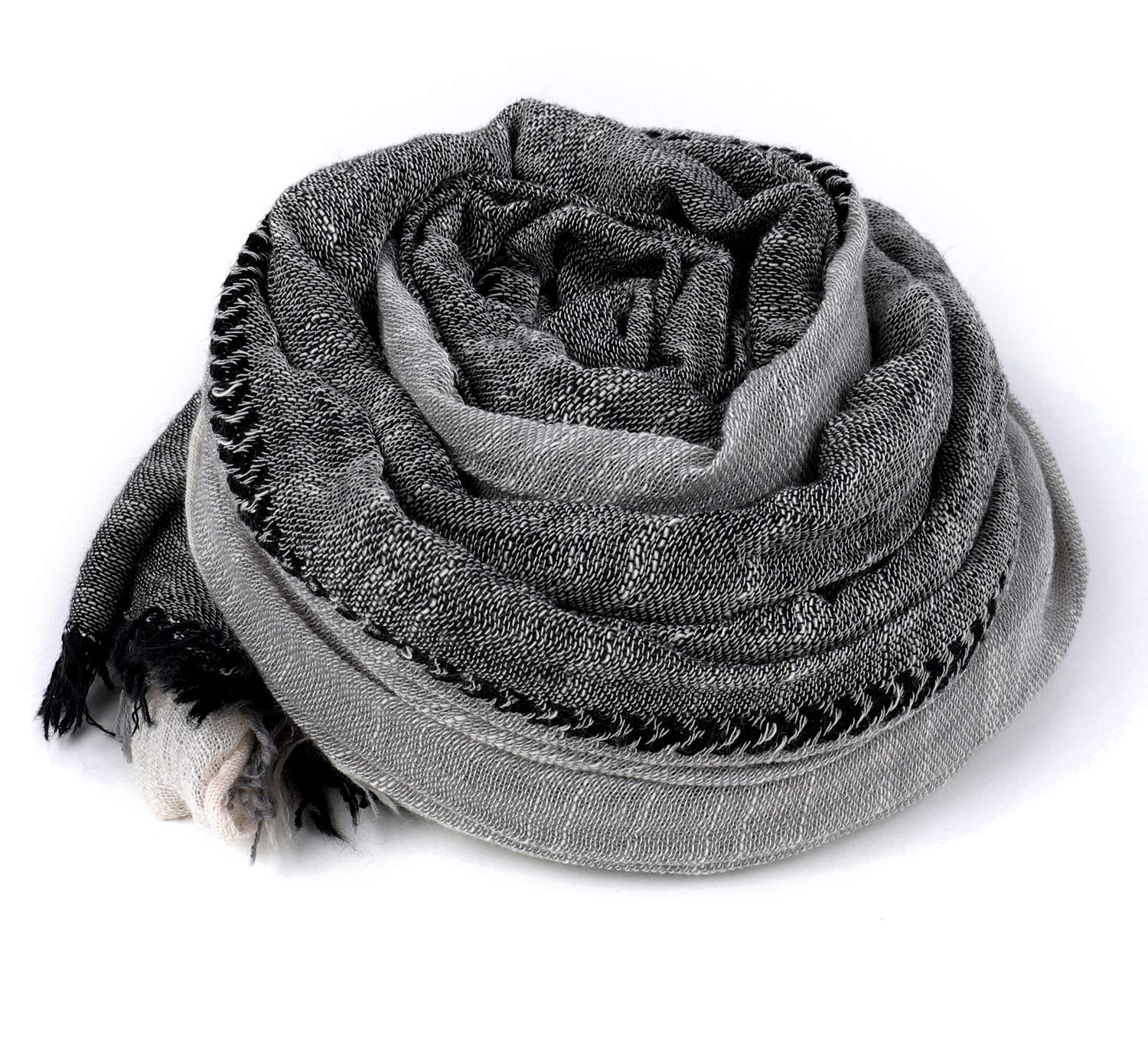 GERINLY Color Block Summer Scarf for Men Long Neck Wraps Shawl Urbanstyle Scarf Gift for Men (Black Gray Beige)