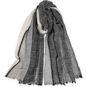 GERINLY Color Block Summer Scarf for Men Long Neck Wraps Shawl Urbanstyle Scarf Gift for Men (Black Gray Beige)