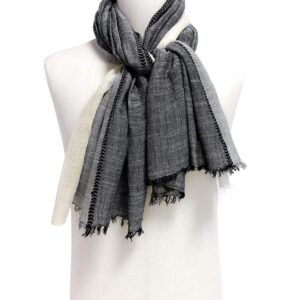 GERINLY Color Block Summer Scarf for Men Long Neck Wraps Shawl Urbanstyle Scarf Gift for Men (Black Gray Beige)