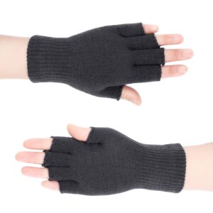 SATINIOR 2 Pair Unisex Half Finger Gloves Winter Stretchy Knit Fingerless Gloves in Common Size