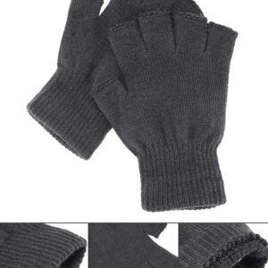 SATINIOR 2 Pair Unisex Half Finger Gloves Winter Stretchy Knit Fingerless Gloves in Common Size