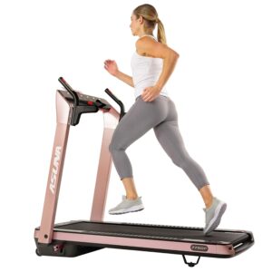 asuna spaceflex electric treadmill with auto incline, lcd and pulse grips, speakers, tablet holder, 220 lb max weight, folding and portability wheels - 7750p