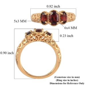 Shop LC 3 Stone Garnet 925 Sterling Silver Rings for Women 14K Yellow Gold Plated Openwork Statement Jewelry Engagement Gifts Size 9 Birthday Gifts for Women