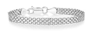 miabella 925 sterling silver italian 6mm solid bismark mesh link chain bracelet for women, made in italy (length 7 inches (small))