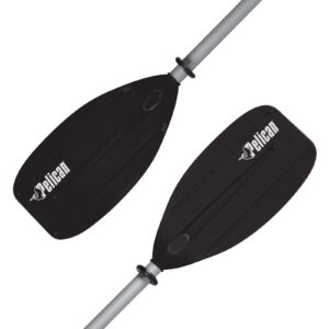 pelican junior kid kayak paddle - youth 2 piece aluminum & polypropylene ribbed blade - 72 in - black