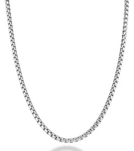 miabella solid 925 sterling silver italian 3.5mm square link round box chain necklace for women men, made in italy (22, sterling silver)