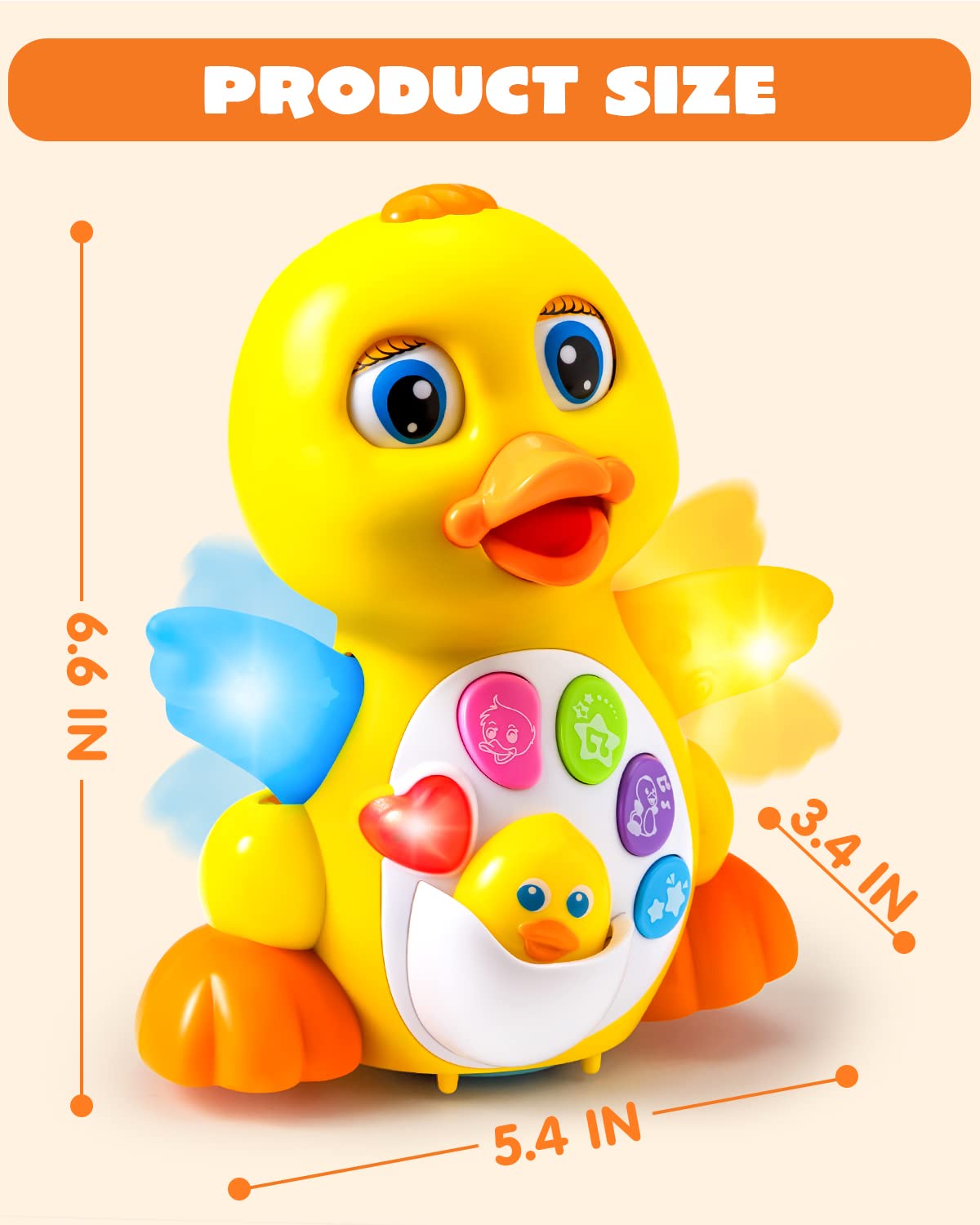 JOYIN Baby Toys Duck, Infant Musical Toys 18+ Months, Tummy Time Toys with Music & Lights, Light Up Learning Toys, Dancing Crawling Baby Toy, Baby Easter Basket Stuffers Gifts