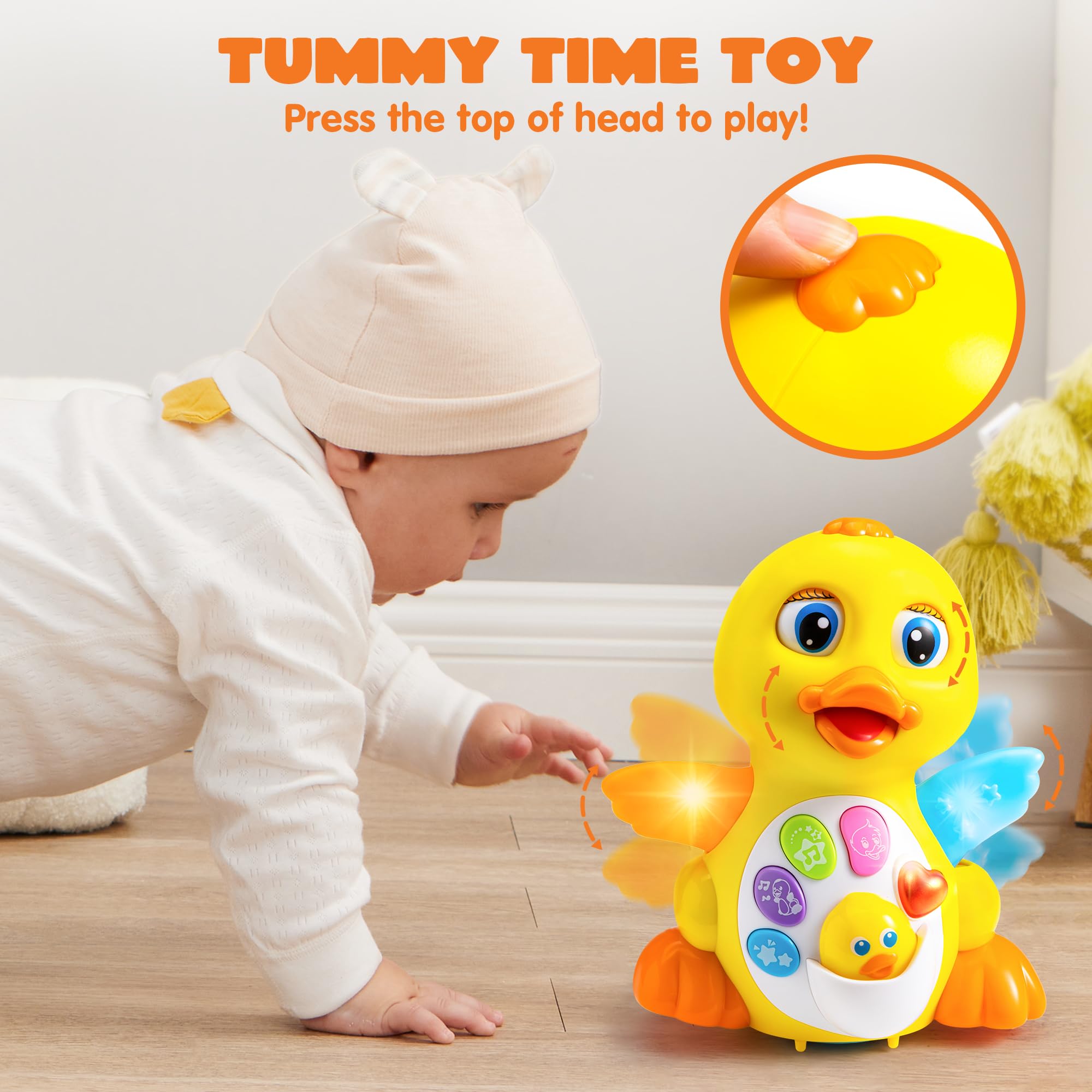 JOYIN Baby Toys Duck, Infant Musical Toys 18+ Months, Tummy Time Toys with Music & Lights, Light Up Learning Toys, Dancing Crawling Baby Toy, Baby Easter Basket Stuffers Gifts