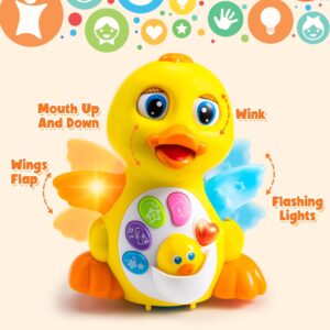 JOYIN Baby Toys Duck, Infant Musical Toys 18+ Months, Tummy Time Toys with Music & Lights, Light Up Learning Toys, Dancing Crawling Baby Toy, Baby Easter Basket Stuffers Gifts