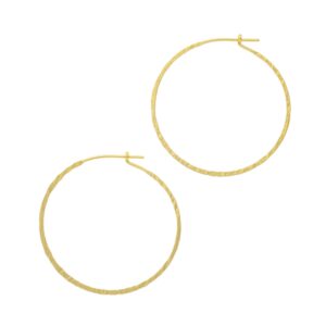 and lovely 14k gold plated hammered texture boho chic wire hoop earrings (matte gold 45mm)