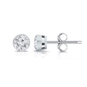 Diamond Wish 1/4 Carat Lab Grown Diamond Round Stud Earrings in 14k White Gold (G-H, SI2-I1, cttw) Bezel-set Push Back