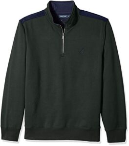 nautica men's 1/4 zip pieced fleece sweatshirt, kelp seas, small