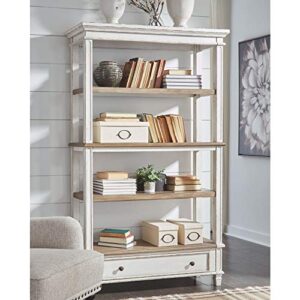 Signature Design by Ashley Realyn French Country 75" Bookcase with Drawer, Chipped White