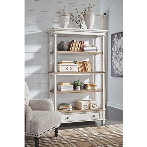 Signature Design by Ashley Realyn French Country 75" Bookcase with Drawer, Chipped White