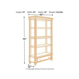 Signature Design by Ashley Realyn French Country 75" Bookcase with Drawer, Chipped White