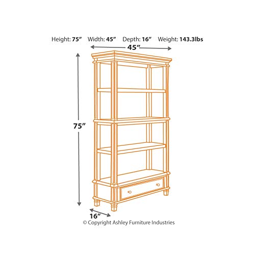 Signature Design by Ashley Realyn French Country 75" Bookcase with Drawer, Chipped White