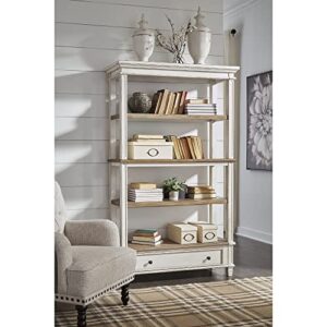 Signature Design by Ashley Realyn French Country 75" Bookcase with Drawer, Chipped White