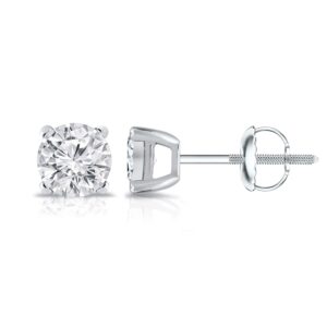 1/5 carat lab grown diamond round stud earrings in 14k white gold (g-h, si2-i1, cttw) 4-prong basket screw back by diamond wish