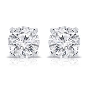 1/5 Carat Lab Grown Diamond Round Stud Earrings in 14k White Gold (G-H, SI2-I1, cttw) 4-Prong Basket Screw Back by Diamond Wish