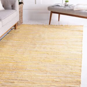 Unique Loom Chindi Cotton Collection Soft Hand Woven Natural Fiber Striped Area Rug, 2 ft 2 in x 3 ft, Yellow/Ivory