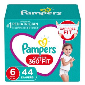 pampers cruisers 360˚ fit diapers size 6, 44 count, super