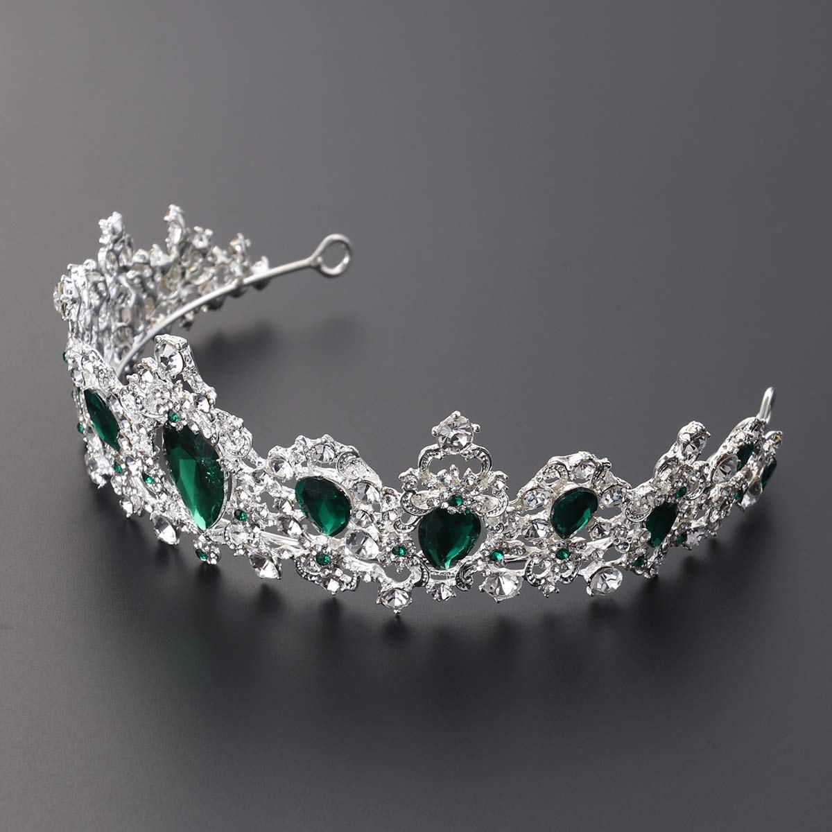 FRCOLOR Princess Crown for Women, Green Crystal Tiara Crown for Women, Rhinestone Queen Crowns Wedding Tiaras Crowns Headband for Birthday Halloween Party(Green)