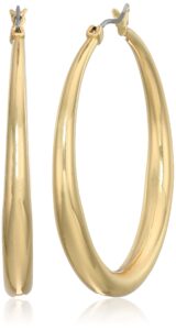 anne klein women's goldtone medium tapered hoop earrings