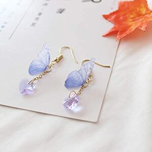 Zittop Charming Elegant Butterfly Heart Gem Earrings Earrings Stud Earrings Stud