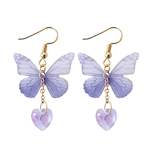 Zittop Charming Elegant Butterfly Heart Gem Earrings Earrings Stud Earrings Stud