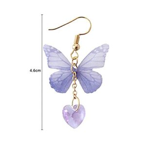 Zittop Charming Elegant Butterfly Heart Gem Earrings Earrings Stud Earrings Stud